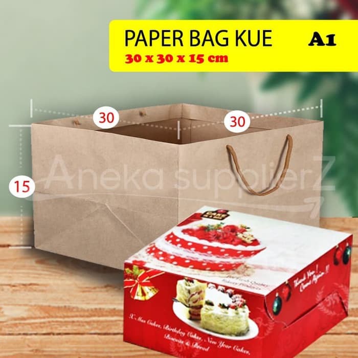 Jual Paper Bag Kue Cake Box | 30x30x15 cm |A1 (10 pcs) | Shopee Indonesia