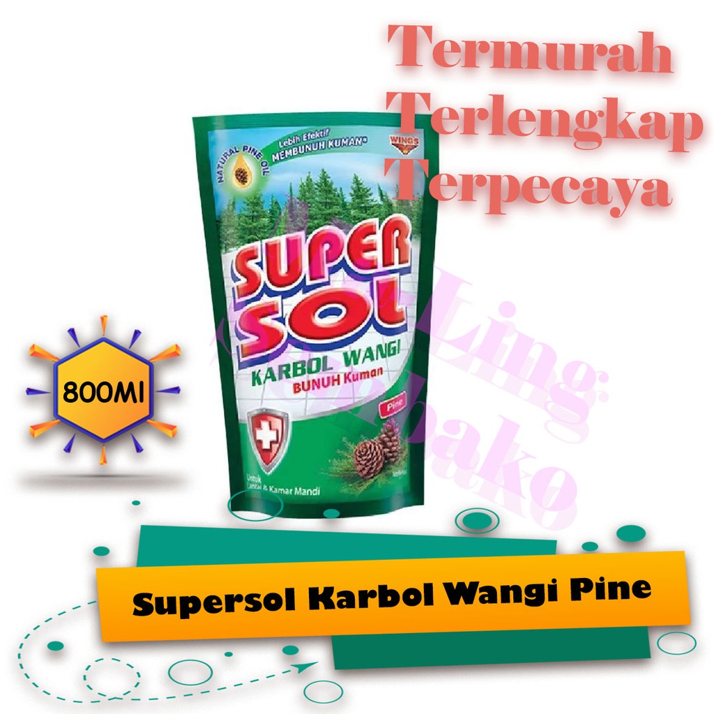 Jual SUPERSOL KARBOL WANGI PINE 800ML, Pembersih Lantai, Sabun Lantai ...