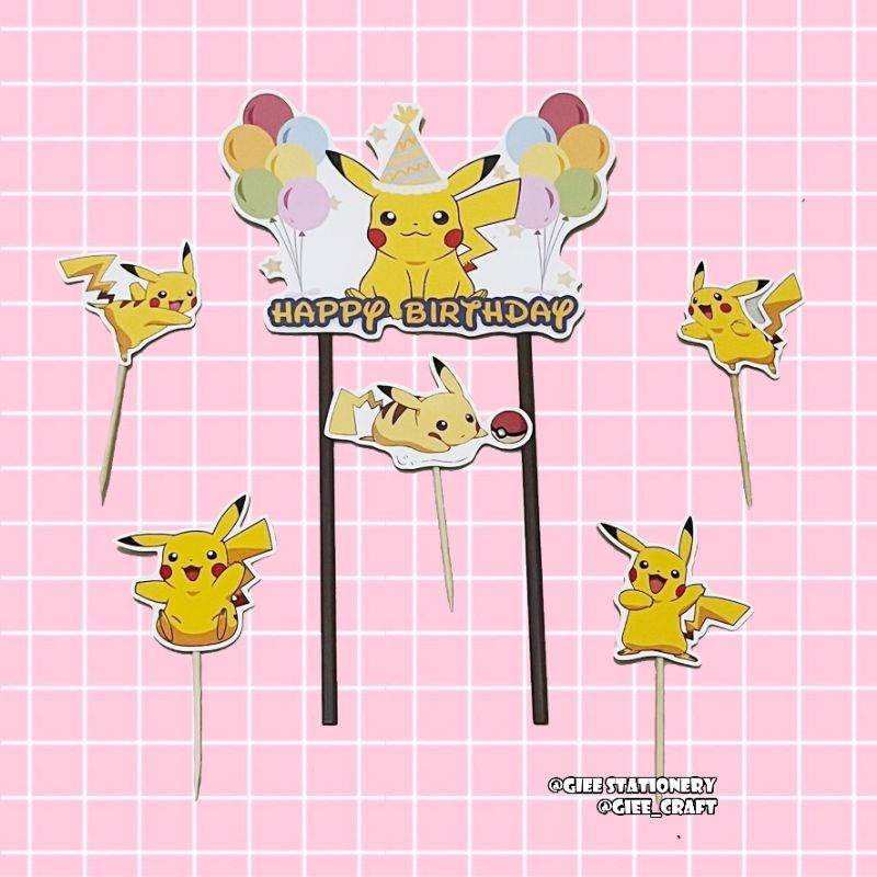 Jual Cake Topper PIKACHU / Topper Kue PIKACHU / Hiasan Kue PIKACHU ...