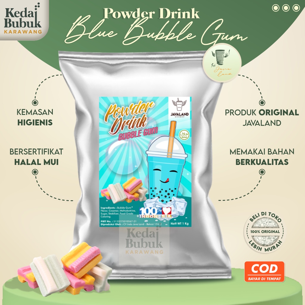 Jual Javaland Bubuk Minuman 1Kg Drink Rasa Permen Karet Bubble Gum Blue ...