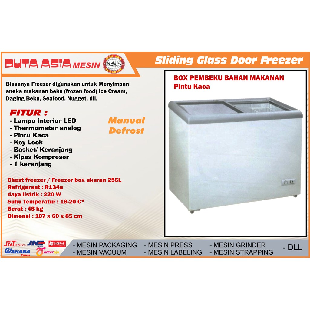 Jual SLIDING FLAT GLASS DOOR FREEZER/ BOX PEMBEKU PINTU KACA GESER ...