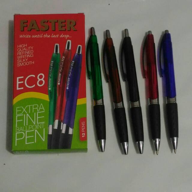 Jual Pulpen EC8 faster satu kotak isi 12 biji harga perkotak,tinta ...