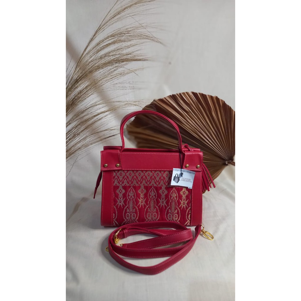 Jual Tas songket ayako khas palembang merah kombinasi lepus C | Shopee ...