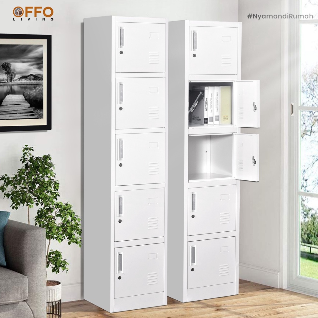 Jual Offo Living - Lemari Penyimpanan Besi Locker Besi Rak Loker Besi 5 Pintu | Shopee Indonesia