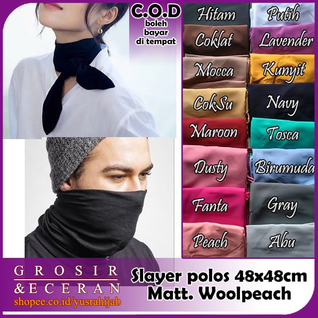 Jual Slayer Bandana Polos Persegi 48x48cm Scarf Mini Woolpeach | Shopee ...