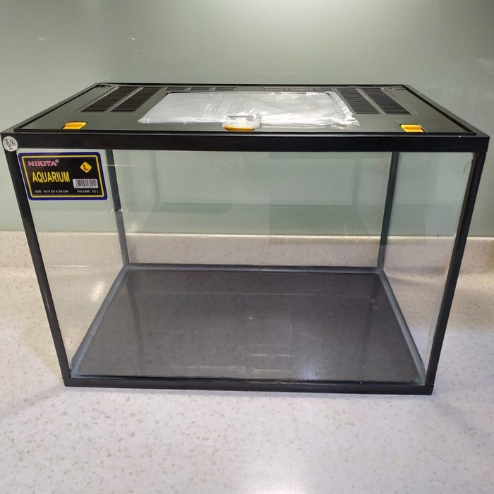 Jual AQUARIUM KACA NIKITA TRISET L 25 LITER + TUTUP KANDANG RETILE GEX | Shopee Indonesia