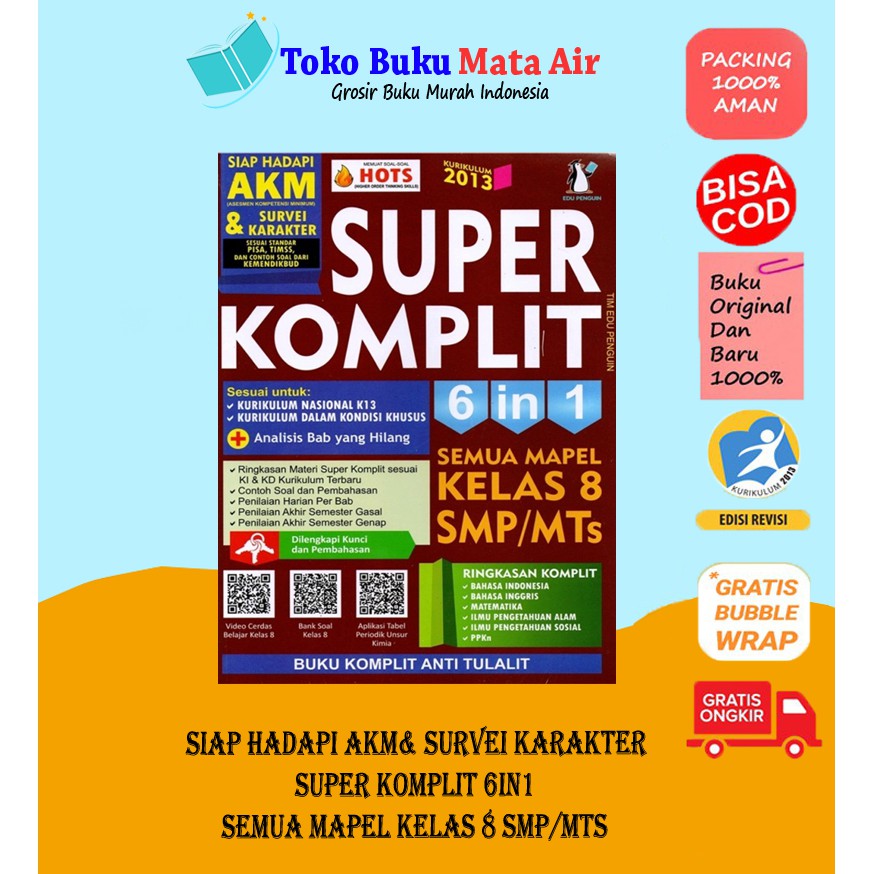 Jual SUPER KOMPLIT 6IN1 SEMUA MAPEL KELAS 8 SMP/MTs K13 - TIM EDU ...