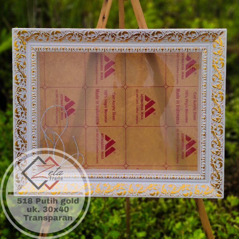 Jual Tipe 518 Putih gold Transparan uk. 30x40 - Pigura mahar ukir putih ...