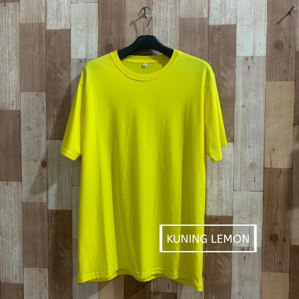 Jual Kaos Polos Kuning Lemon - Cotton Combed 30s Reaktif | Shopee Indonesia