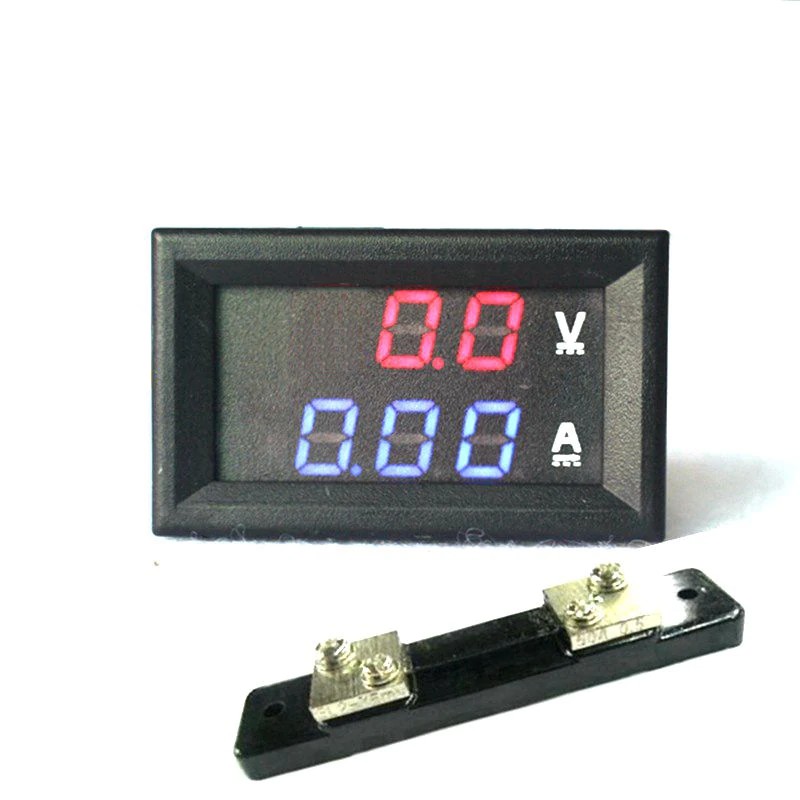 Jual FREE ONGKIR 2 in 1 DC Volt Amp Dual display Meter 0.28" DC 0-100V ...