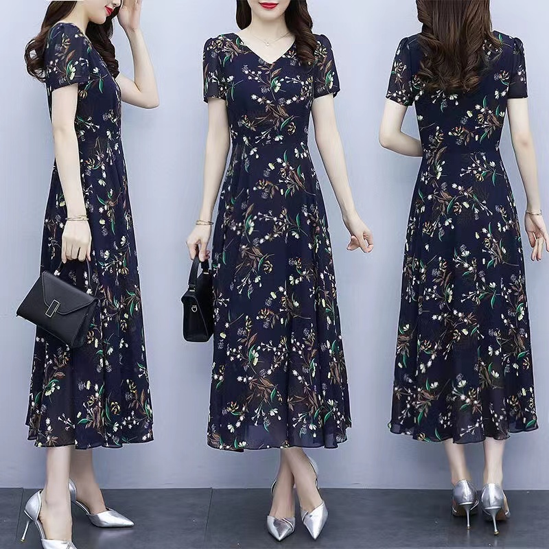 Jual baru gaya Korea lengan pendek flower dress bunga korea gaun bunga ...