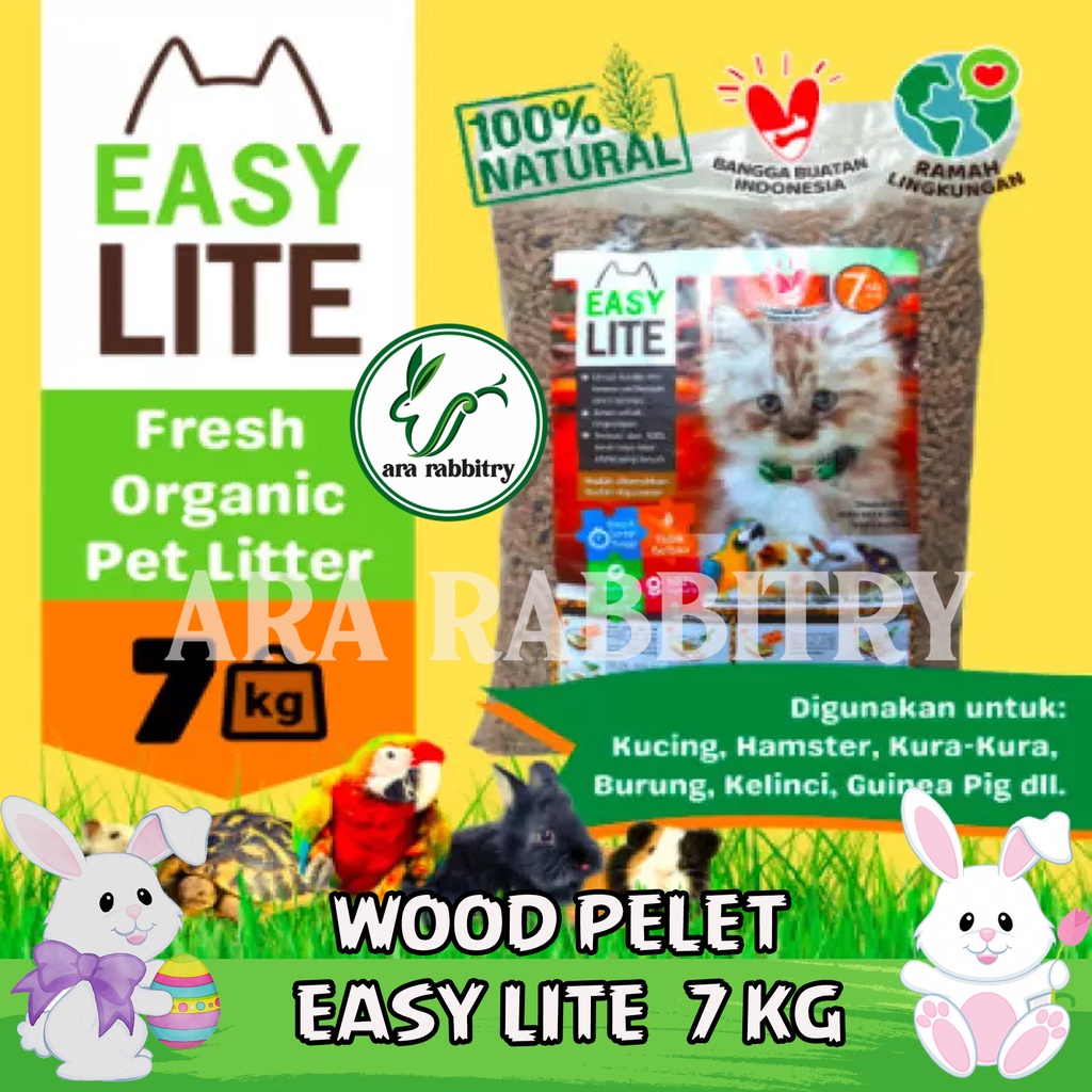 Jual Wood Pelet Easy Lite 7 kg Wood Pelet Natural Cat Litter Pelet Kayu ...