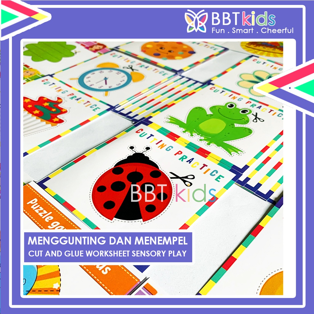 Jual MENGGUNTING DAN MENEMPEL 2-3 TAHUN CUT AND GLUE WORKSHEET SENSORY ...