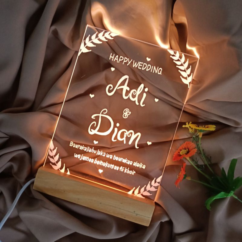 Jual Lampu Tidur Akrilik Custom Tulisan, Hadiah kado wisuda wedding ...