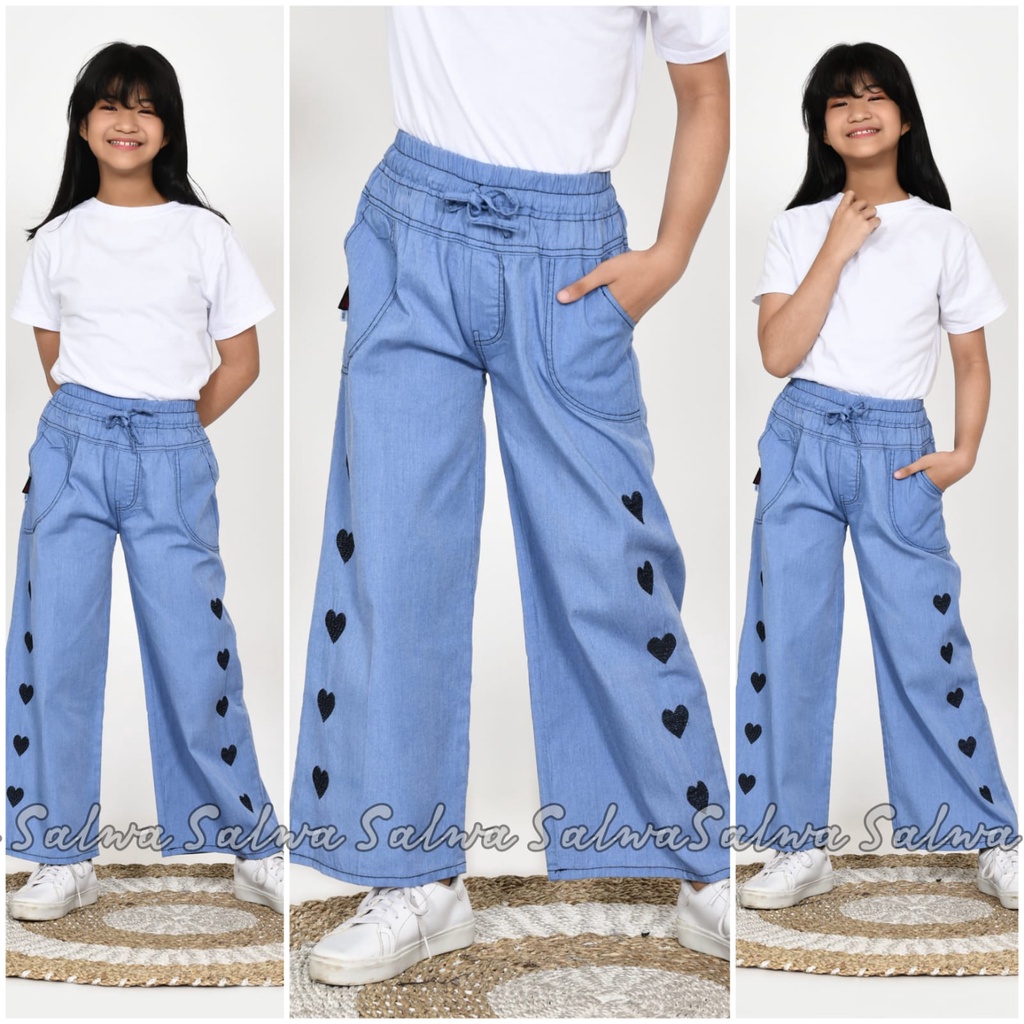 Jual CELANA KULOT JEANS LOVE ANAK USIA 5 TAHUN SAMPAI 12 TAHUN | Shopee Indonesia