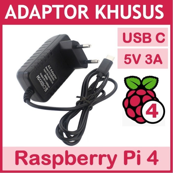 Jual Adaptor Power Supply 5V 3A USB Type C for Raspberry Pi 4 model B ...