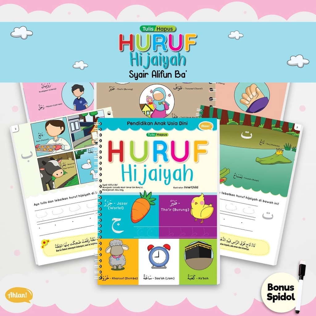 Jual Ahlanbooks - Tulis Hapus Huruf Hijaiyah: Alifun Ba' (Wipe and ...