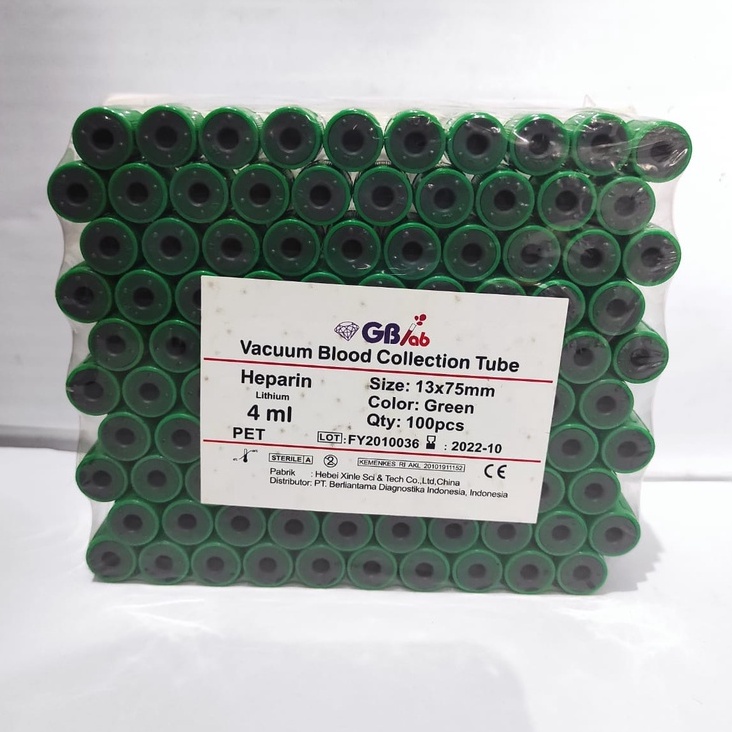 Jual Tabung Vaculab EDTA, PLain, Gel and Clot Activator dan Heparin 3 ...
