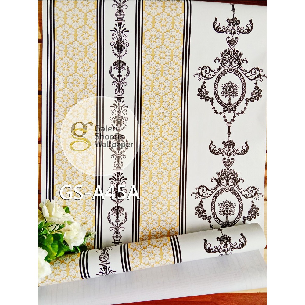 Jual Wallpaper Sticker Motif Batik Hitam Putih Gold kode A45A | Shopee ...