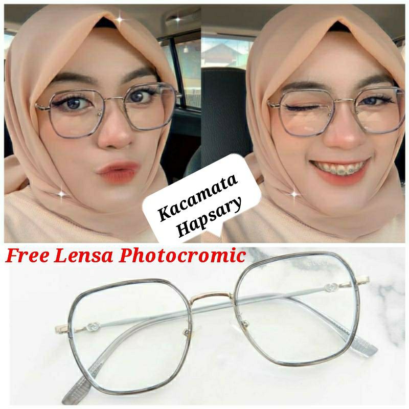 Jual FRAME KACAMATA WANITA KOTAK ( FREE LENSA PHOTOCROMIC ) KACAMATA ...