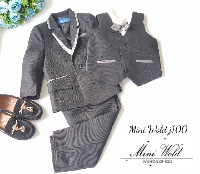 Jual Setelan Jas 4IN1 Blazer One Set Usia 1-10 Tahun J100 ABU & HITAM ...