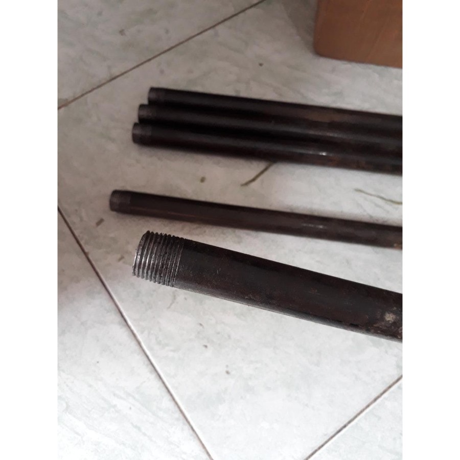 Jual pipa besi 120cm ulir 1 ujung untuk pipe clamp 1/2" pipa ada drat ...