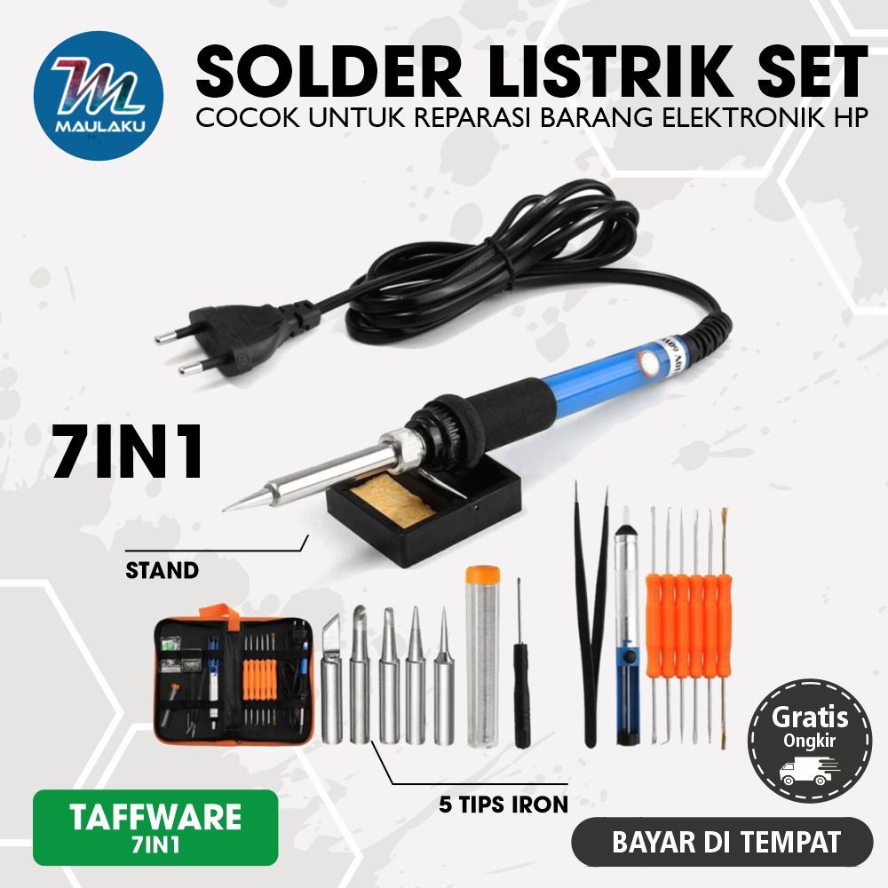 Jual Peralatan Solder Kit 7 in 1 Soldering Iron 60W 220V | Shopee Indonesia