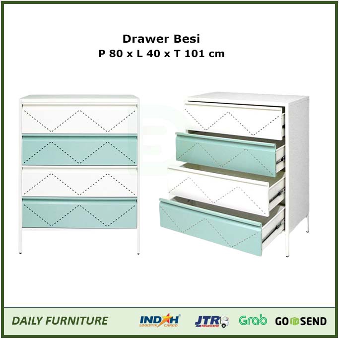 Jual Drawer Besi Modern / Filling Cabinet Laci 4 Tingkat Besi Anti ...