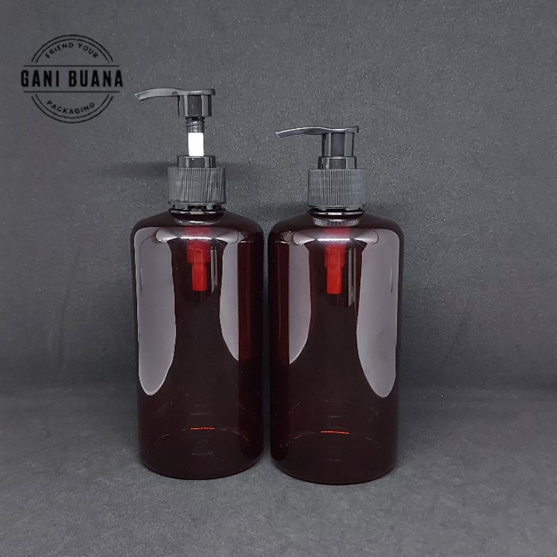 Jual BOTOL PUMP 500ML AMBER NECK 28 COKLAT PUMP HITAM | Shopee Indonesia