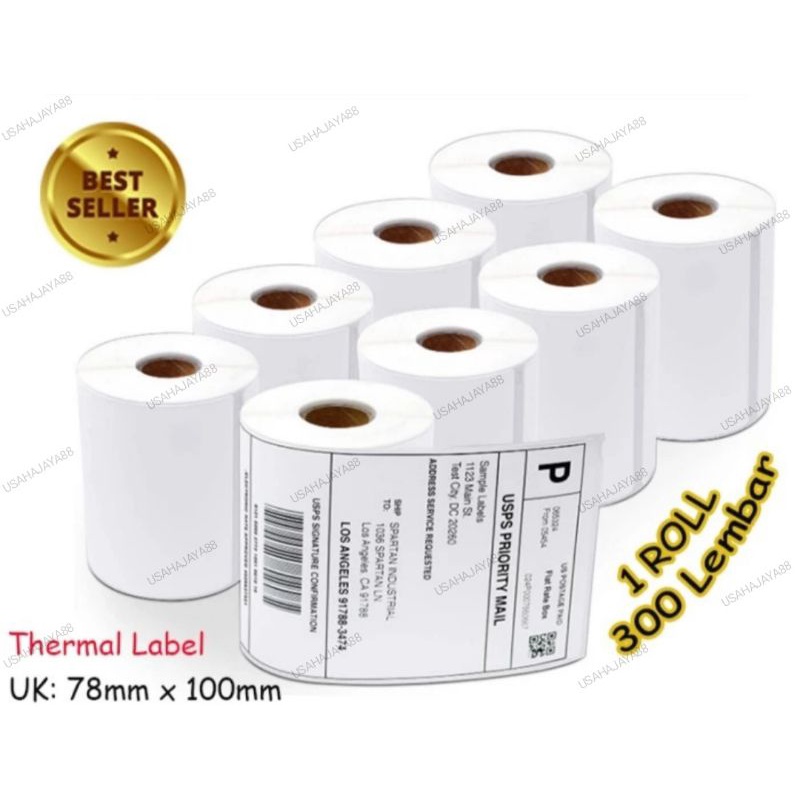 Jual LABEL THERMAL 78 x 100 KERTAS STICKER BARCODE 78 x 100mm isi 300 pcs | Shopee Indonesia