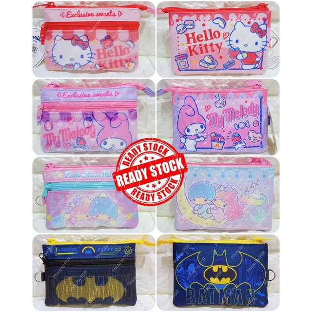 Jual Dompet Koin Double Zipper Resleting Ganda Sanrio Karakter Hello Kitty, My Melody, Little ...