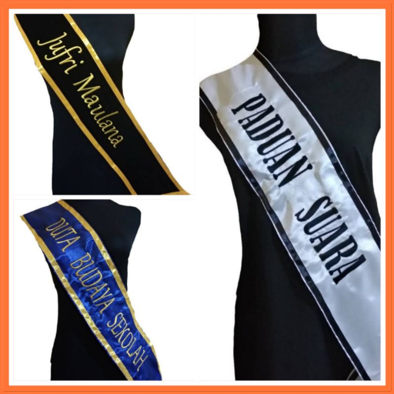 Jual (1 HARI JADI) SELEMPANG WISUDA KAIN SATIN 2 LAPIS BORDIR KOMPUTER ...