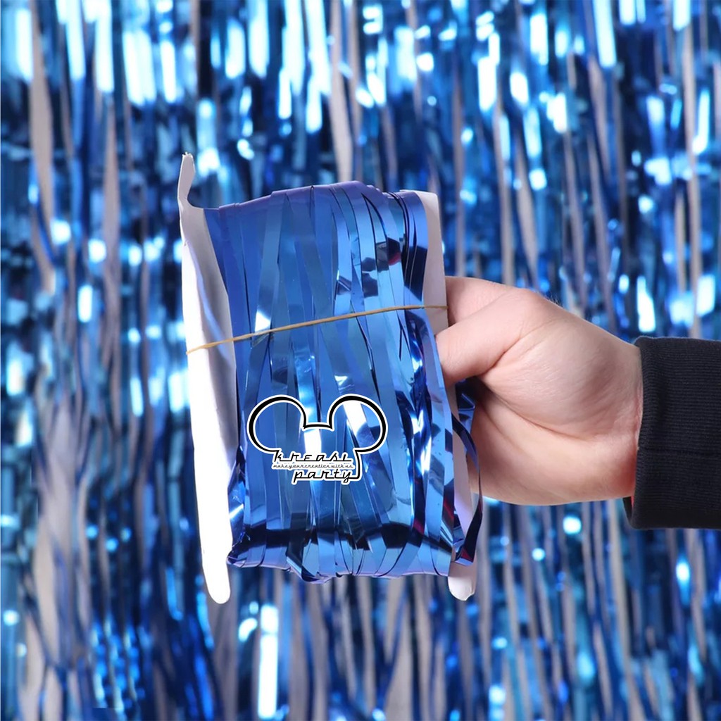Jual tirai foil biru / tirai foil curtain / tirai foil backdrop ulang ...
