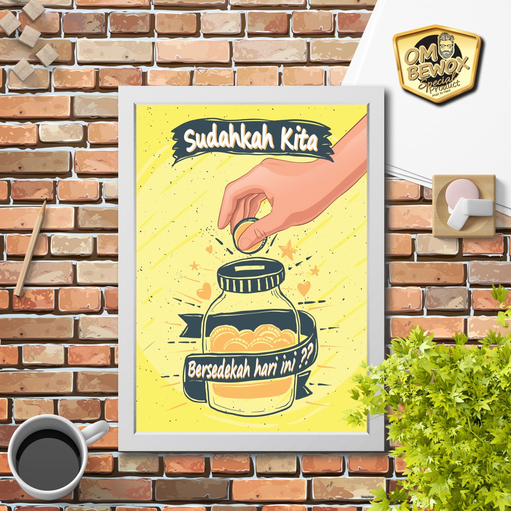 Jual Poster Hiasan dinding quote islami Sedekah 1 Dekorasi pajangan ...
