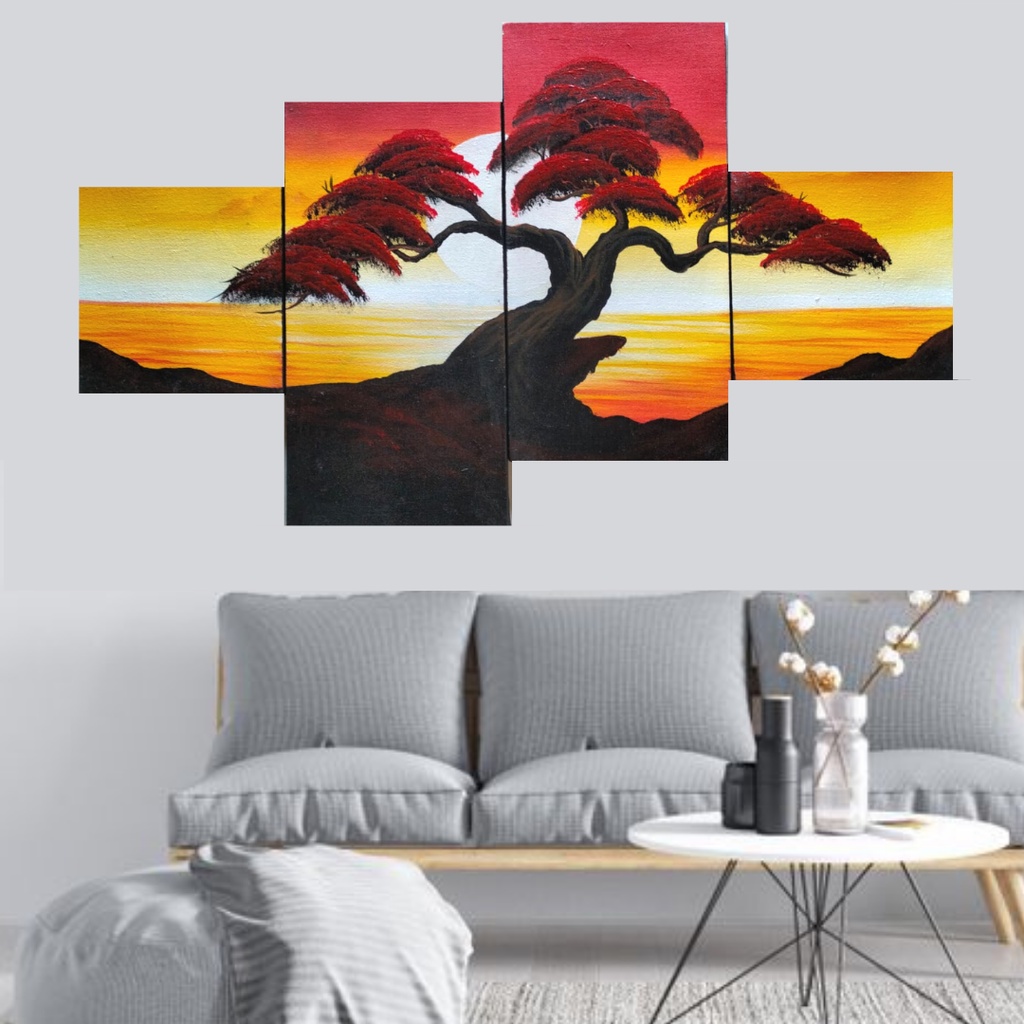 Jual Lukisan Canvas Hiasan Dinding Ruang Tamu Motif Pemandangan Baliart ...