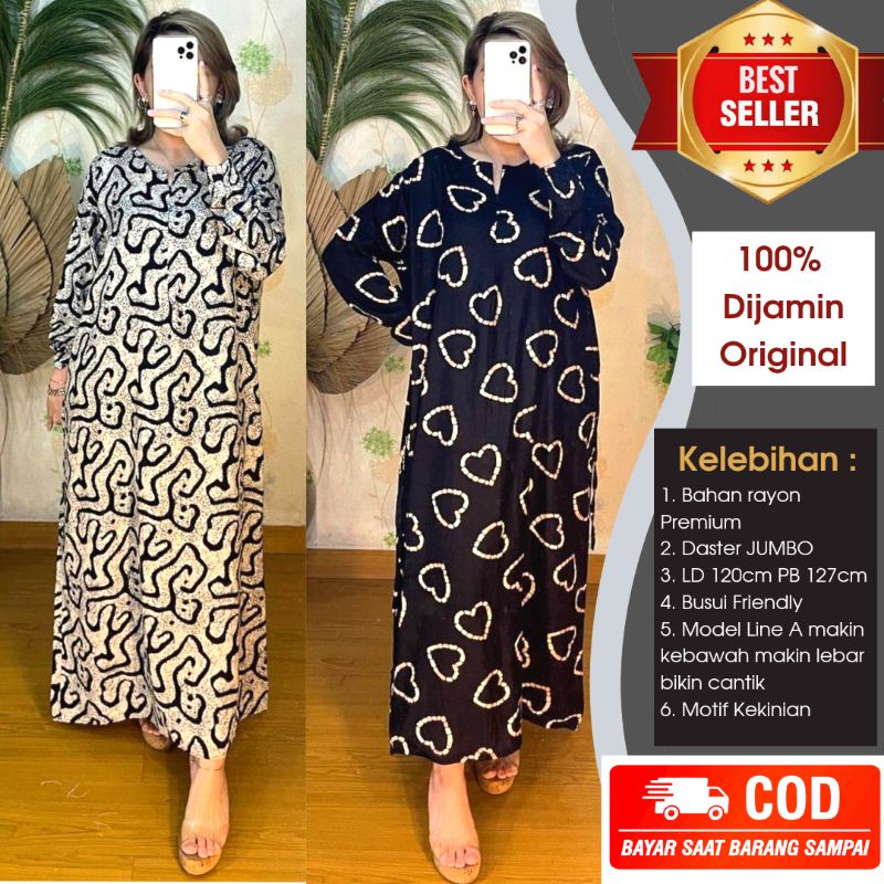 Jual DASTER PANJANG TANGAN PANJANG MUSLIMAH GAMIS HOME DRESS JUMBO LD ...