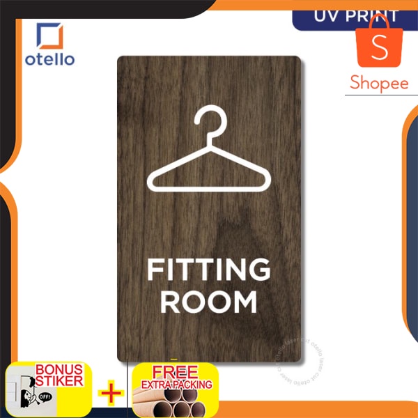 Jual Promo Fitting Room Sign Board Kayu Print Signage Label Petunjuk ...