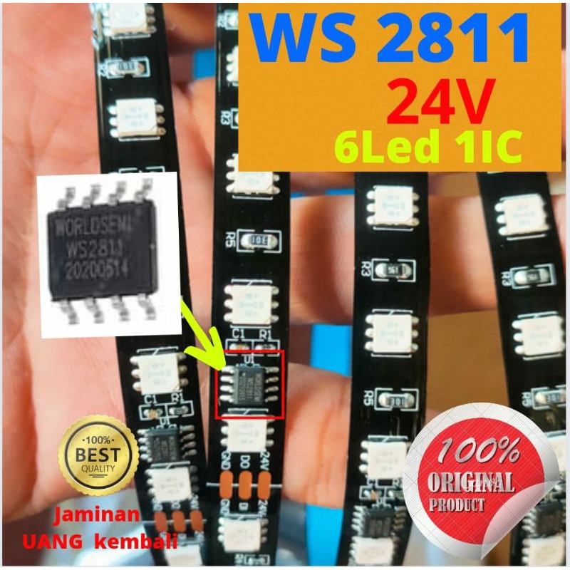 Jual LED WS2811 worldsemi 24V original 1IC 6Led PCB hitam | Shopee ...