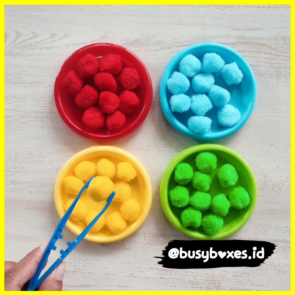 Jual [busyboxes.id] sorting pompom sesuai dengan warna / aktivitas anak ...