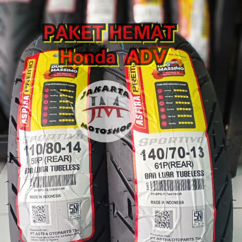Jual PAKET Ban Honda Adv 110/80-14 & 140/70-13 Aspira Premio Sportivo ...
