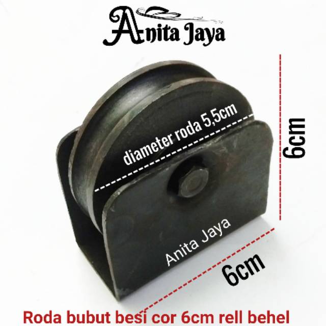Jual roda pagar roda bubut besi cor 6cm KWALITAS STANDART rell behel ...