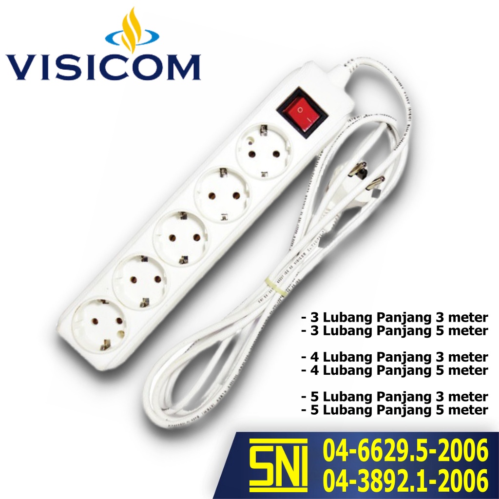 Jual Stop Kontak Colokan Kabel 5Meter 3Meter 5 Meter 3 Meter 5M 3M 3 4 5 Lubang VISICOM SNI ...