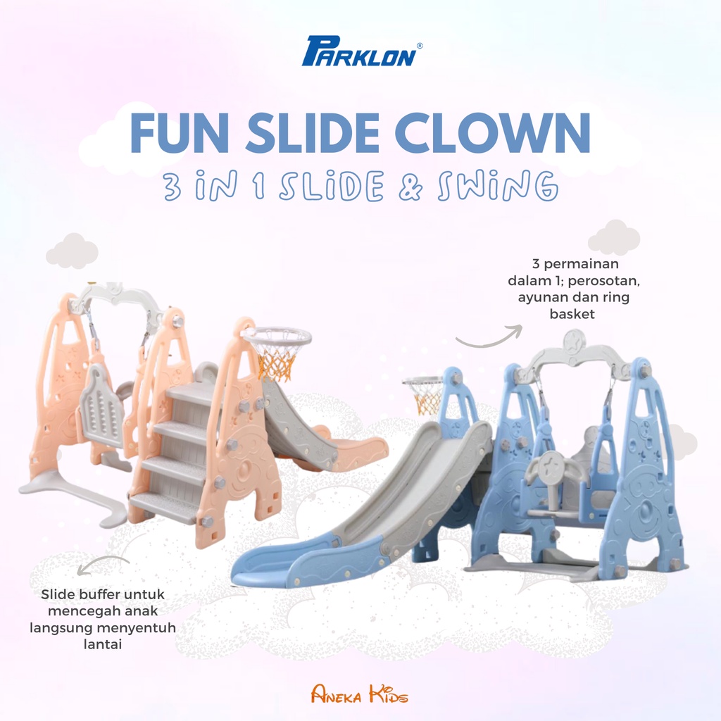 Jual Parklon Bingo Fun Slide Clown 3in1 Slide & Swing -- FS061/FS062 ...