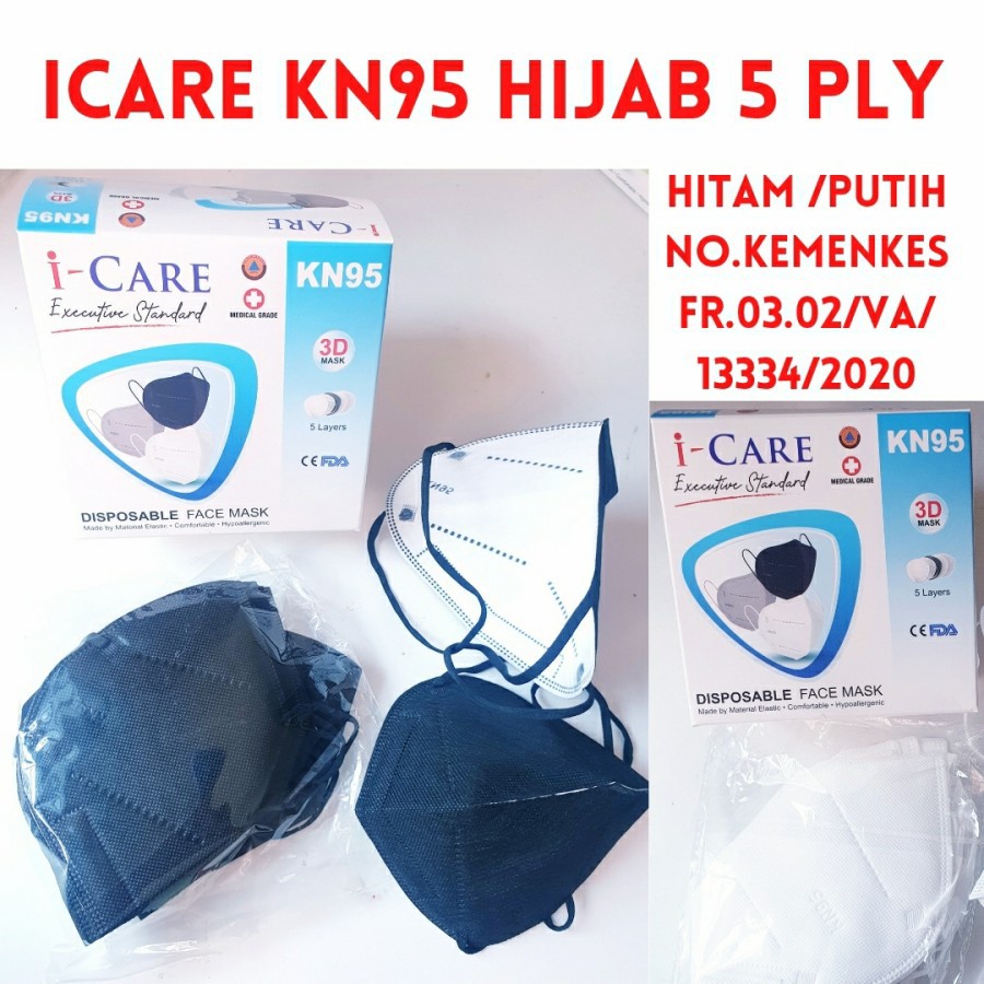 Jual Masker KN95 HIJAB 5 Ply Headloop ICARE (ISI 10 PCS) | Shopee Indonesia