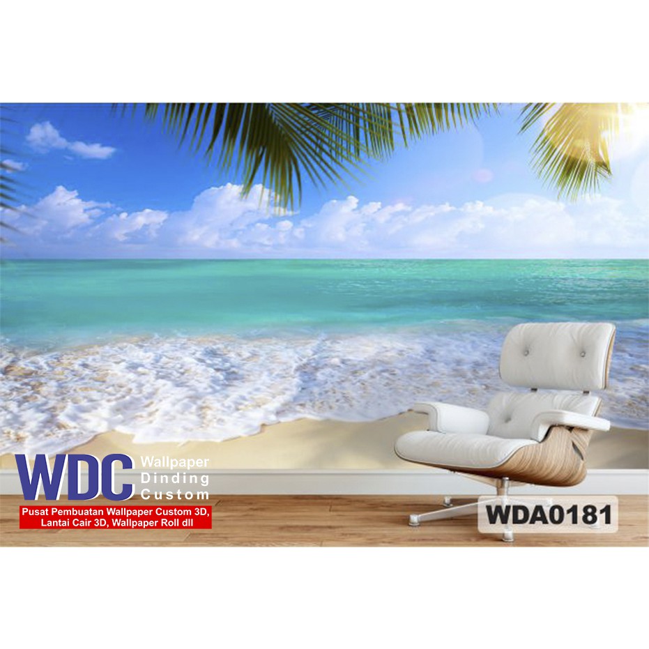 Jual wallpaper custom pantai 3d, wallpaper pantai 3d, wallpaper dinding ...