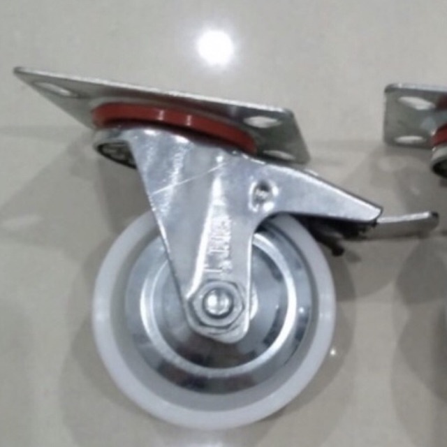 Jual roda nylon putih rem 3" pakai rem brake roda nilon 3"inchi roda ...