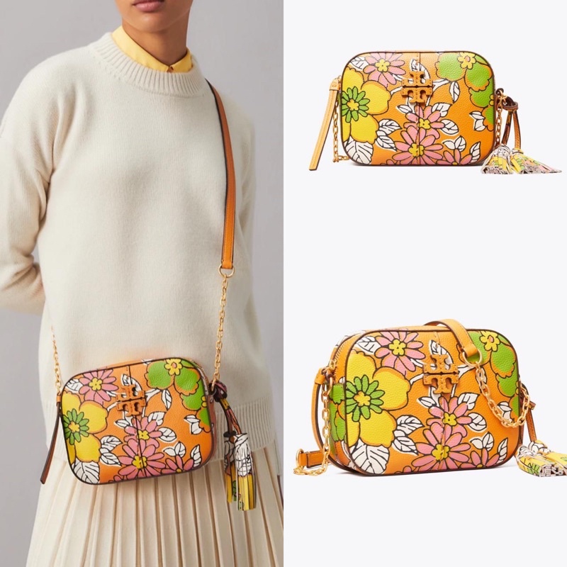 Jual Tory Burch Camera Mcgraw Rust Wallpaper Floral Pebbled Leather ...