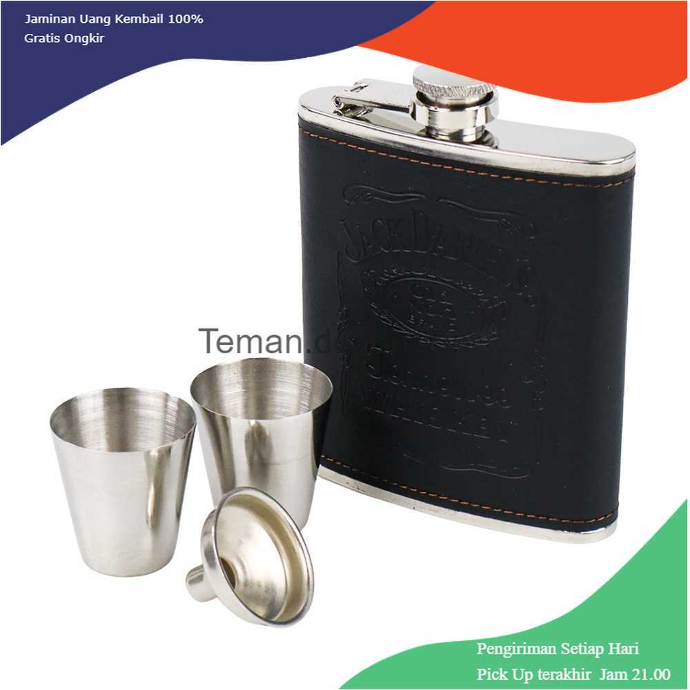 Jual TD-AI04 One Two Cups Botol Bir Hip Flask Stainless Leather 7Oz ...