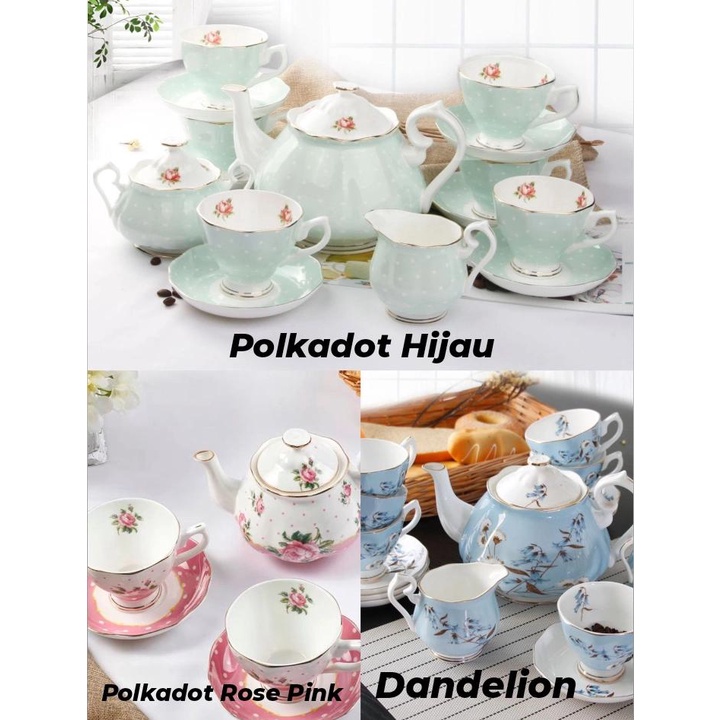 Jual Tea set 15pcs english afternoon tea with gift box | Shopee Indonesia