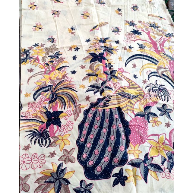 Jual Kain batik solo merak encim cream pink limited | Shopee Indonesia